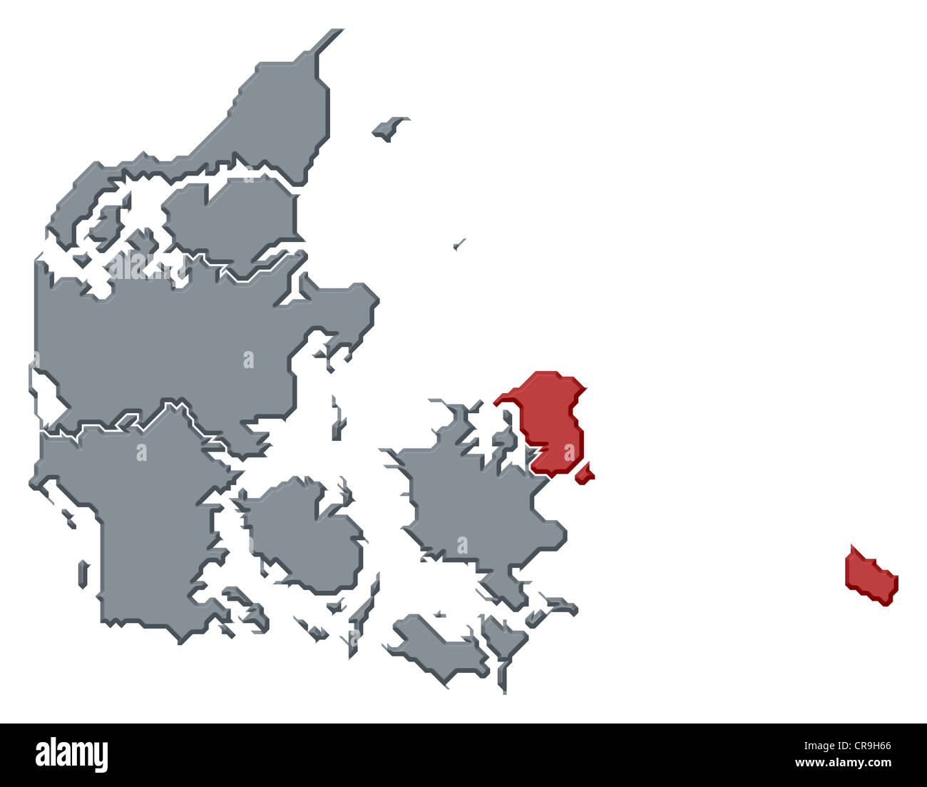 Political map of Danmark with the several regions where Capital Region ...