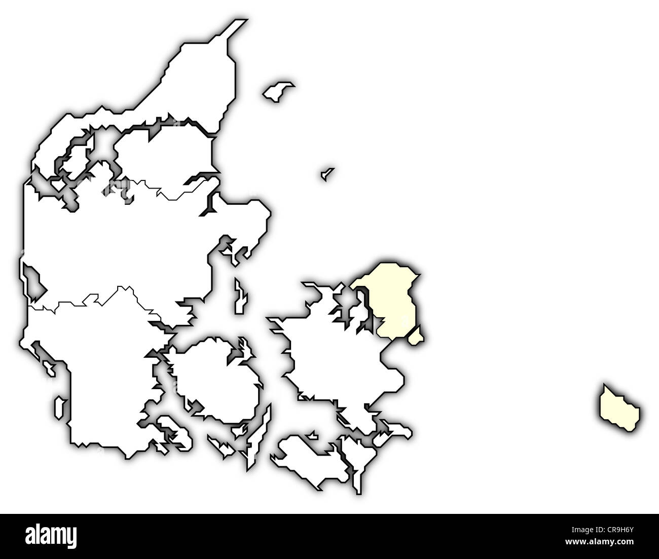 Political map of Danmark with the several regions where Capital Region ...