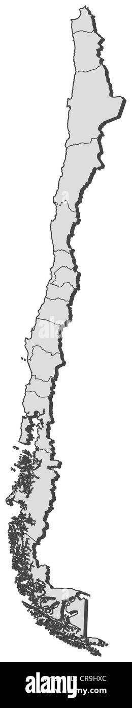 Political map of Chile with the several regions Stock Photo - Alamy