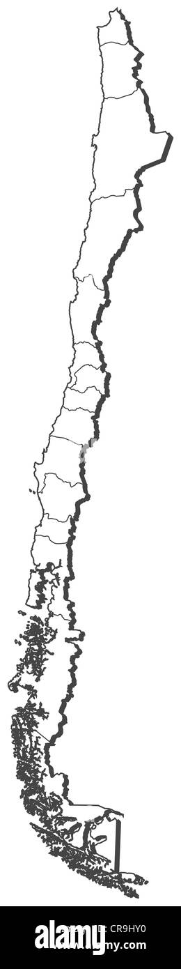 Political map of Chile with the several regions Stock Photo - Alamy