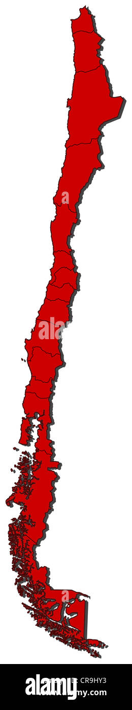 Political map of Chile with the several regions Stock Photo - Alamy