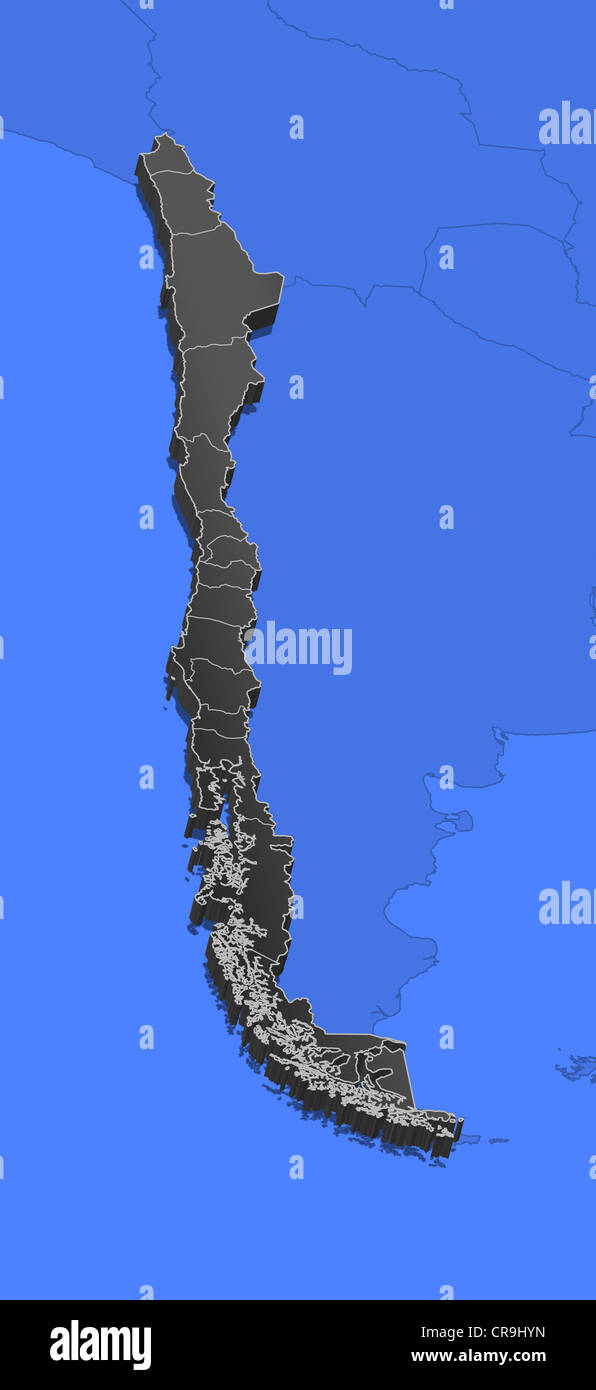 Political map of Chile with the several regions Stock Photo - Alamy