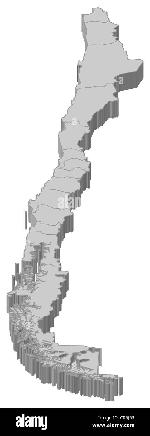 Political map of Chile with the several regions Stock Photo - Alamy