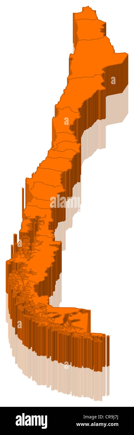 Political map of Chile with the several regions Stock Photo - Alamy