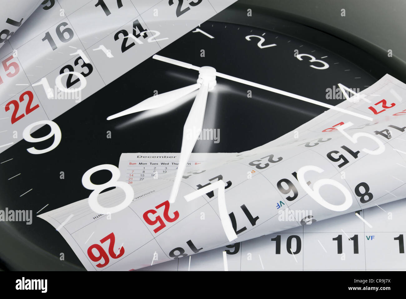 Calendar Pages and Clock Stock Photo - Alamy