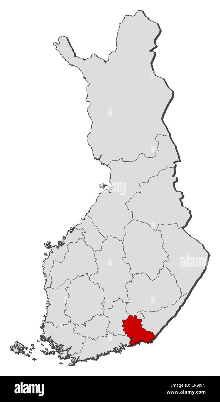 Political map of Finland with the several regions where Kymenlaakso is ...