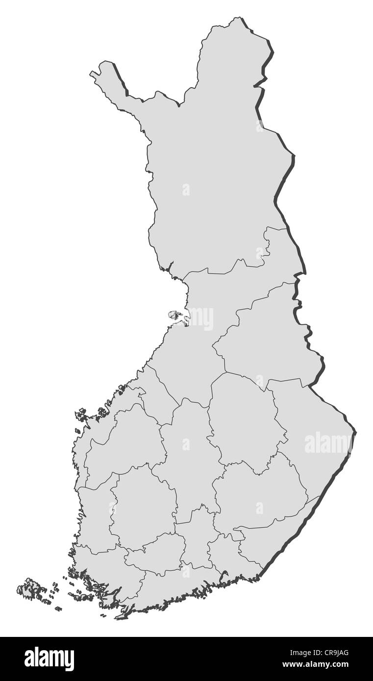 Political map of Finland with the several regions Stock Photo - Alamy