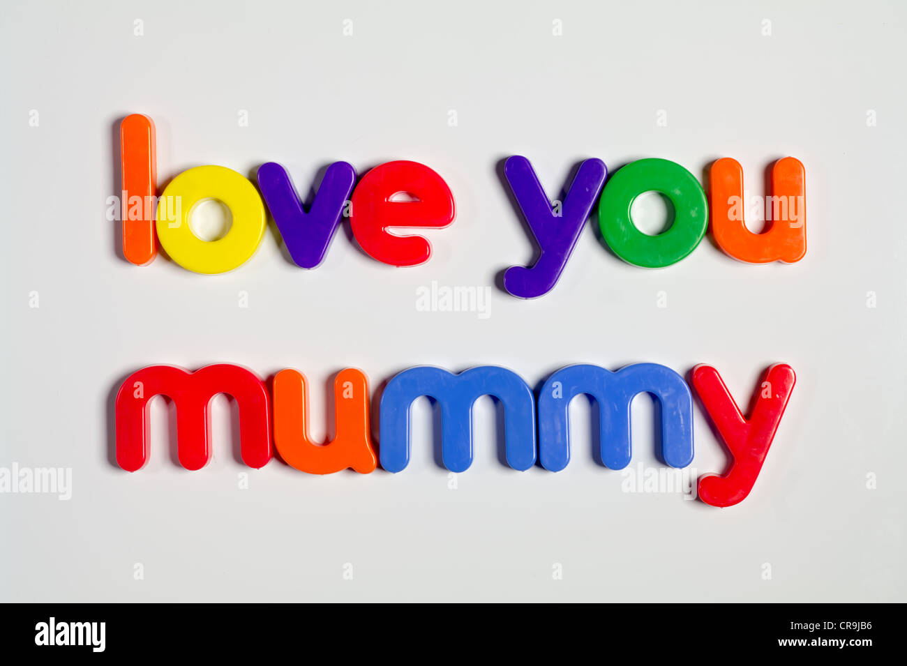 Love you mummy written with fridge magnets Stock Photo - Alamy