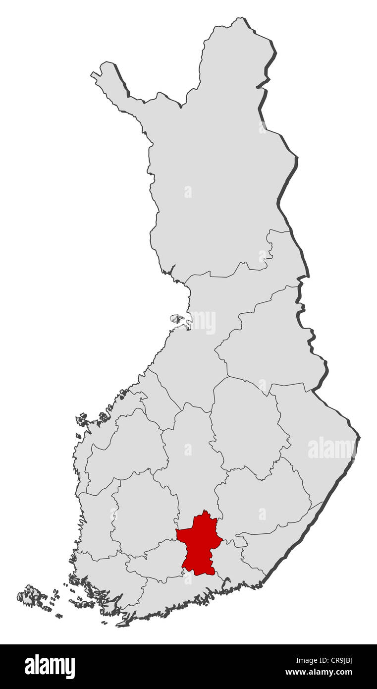 Political map of Finland with the several regions where Päijänne ...