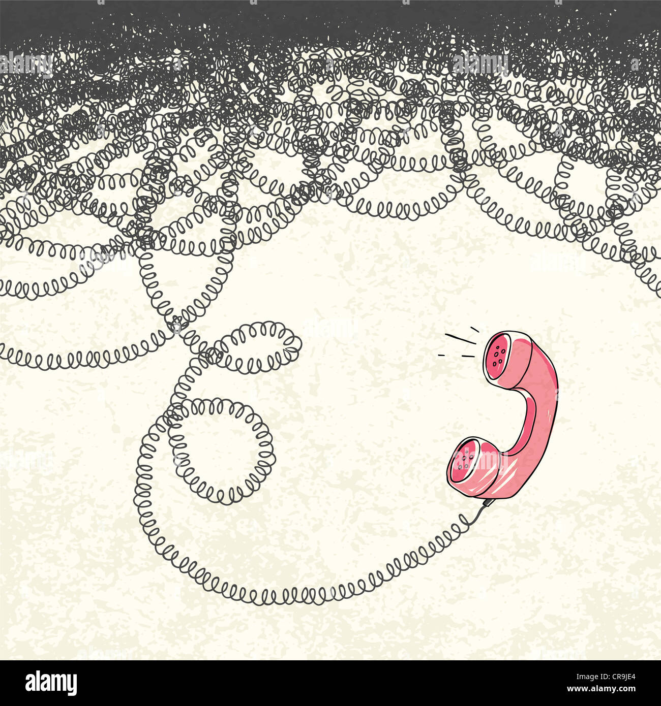 Retro Phone. Handset and tangled wires Stock Photo - Alamy