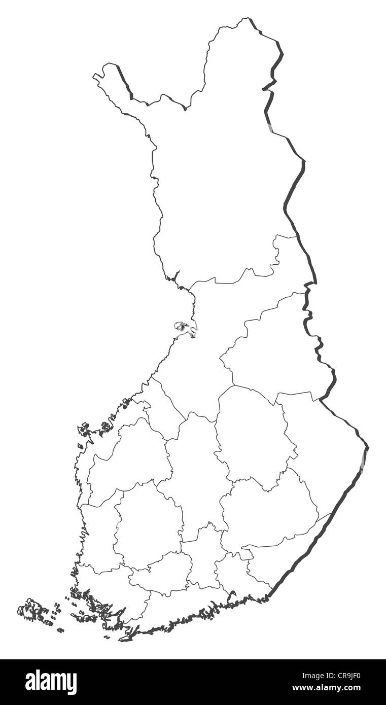 Political map of Finland with the several regions Stock Photo - Alamy