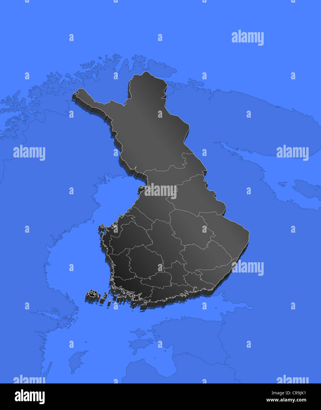 Political map of Finland with the several regions Stock Photo - Alamy