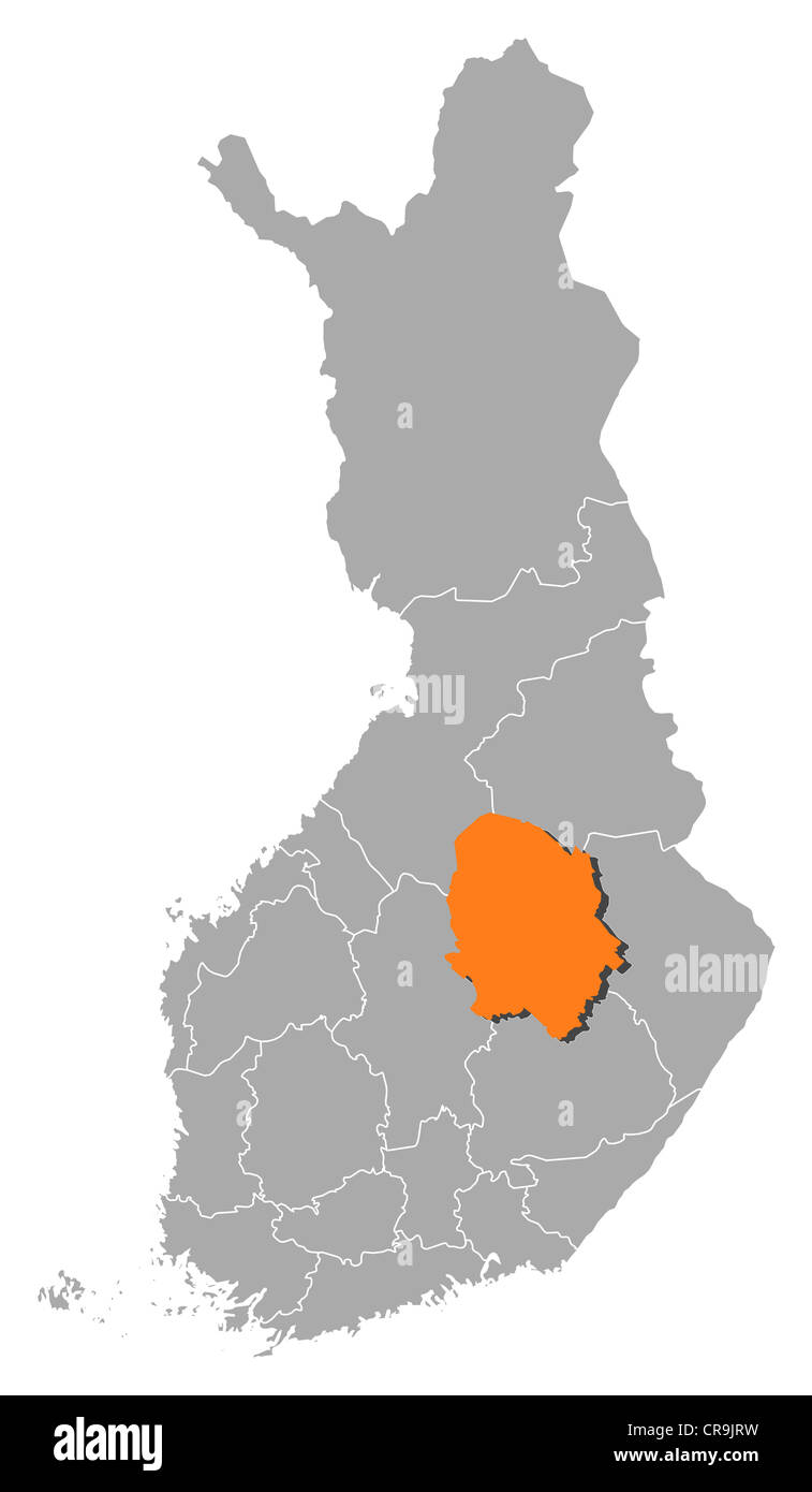 Political map of Finland with the several regions where Northern ...