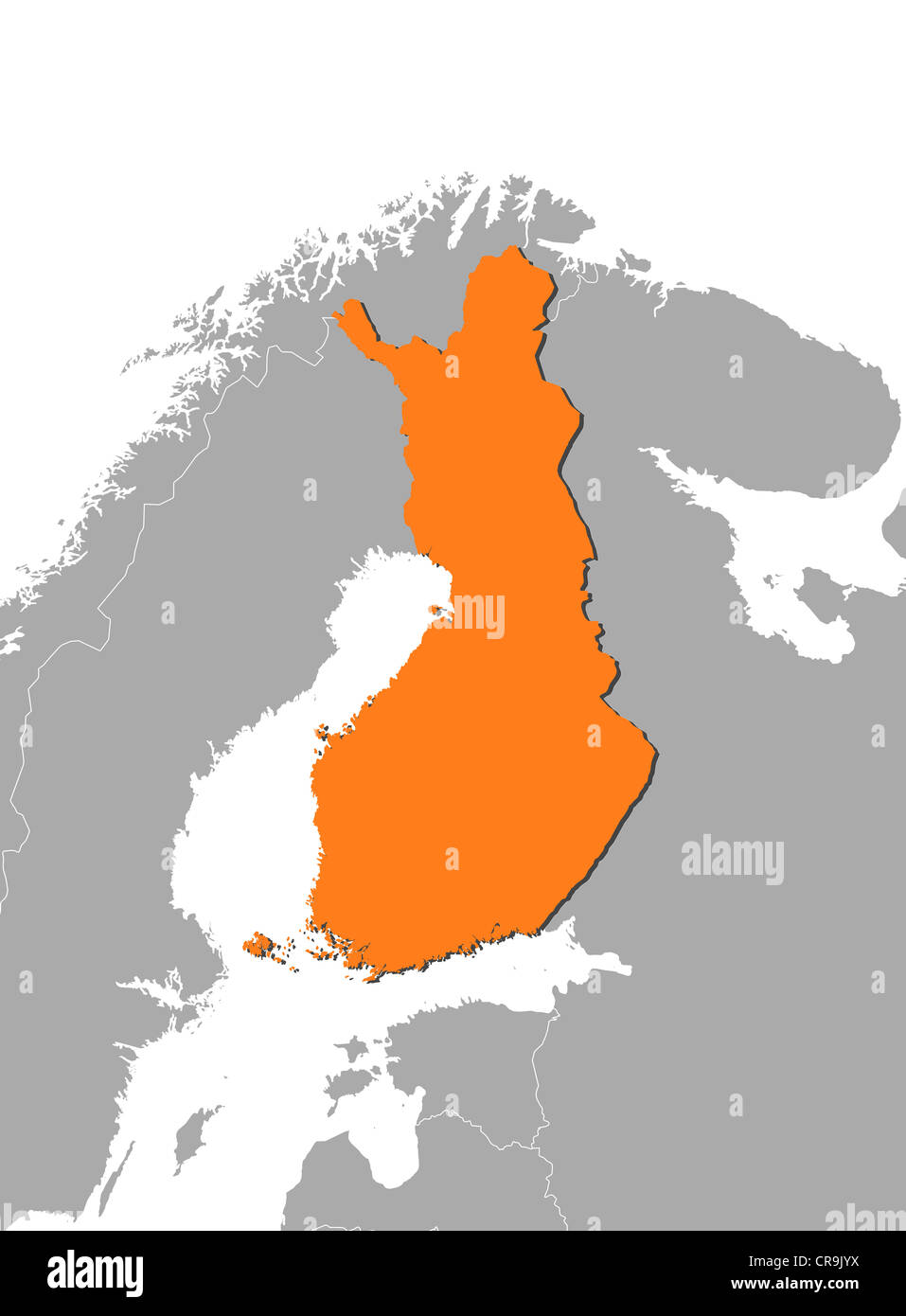 Political map of Finland with the several regions Stock Photo - Alamy