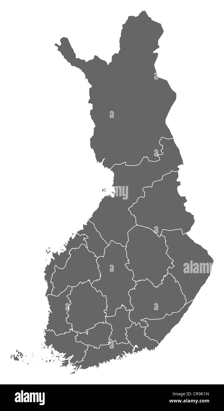 Political map of Finland with the several regions Stock Photo - Alamy