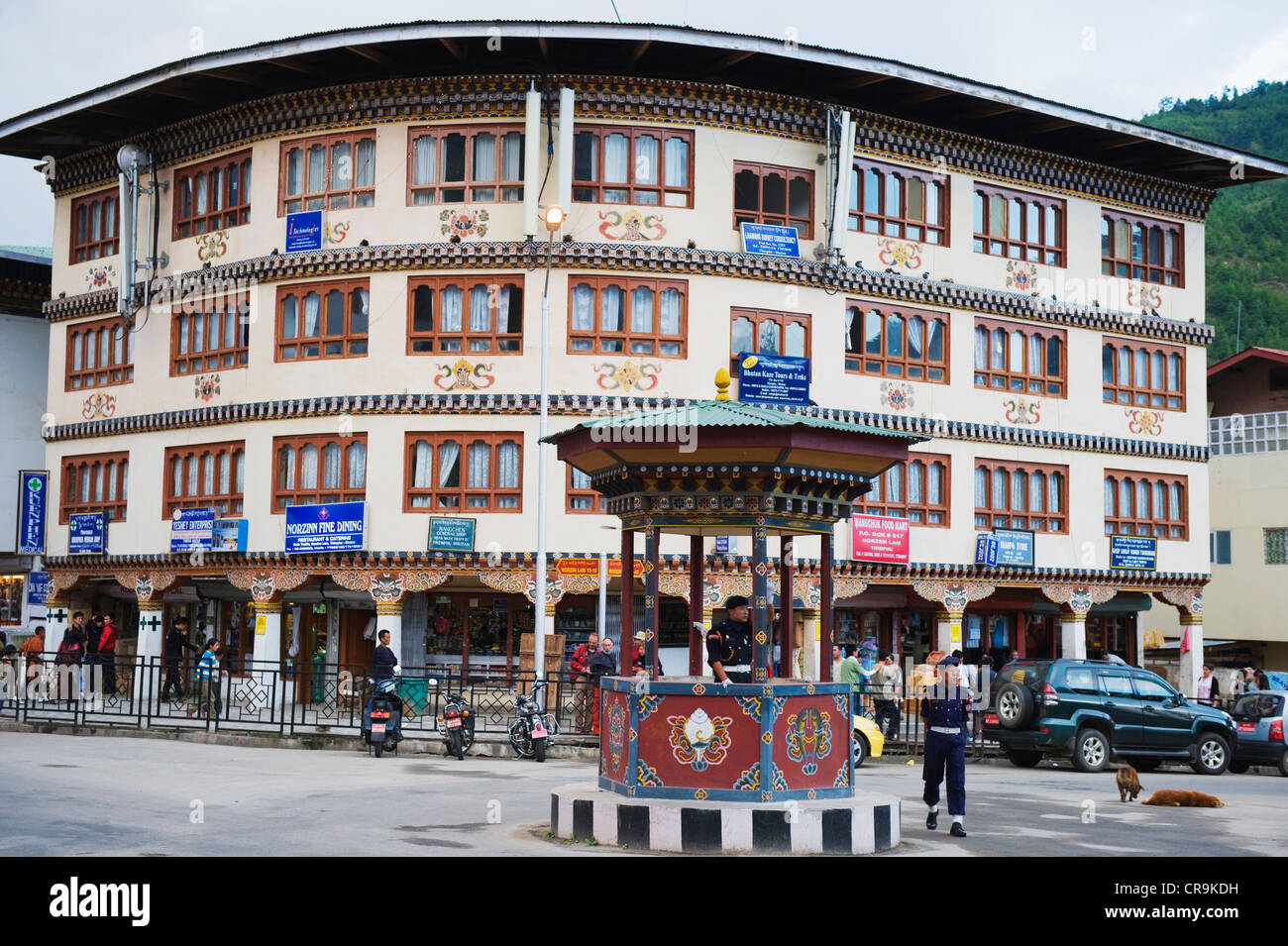 police hand operated traffic circle, Thimphu (capital city), Bhutan ...