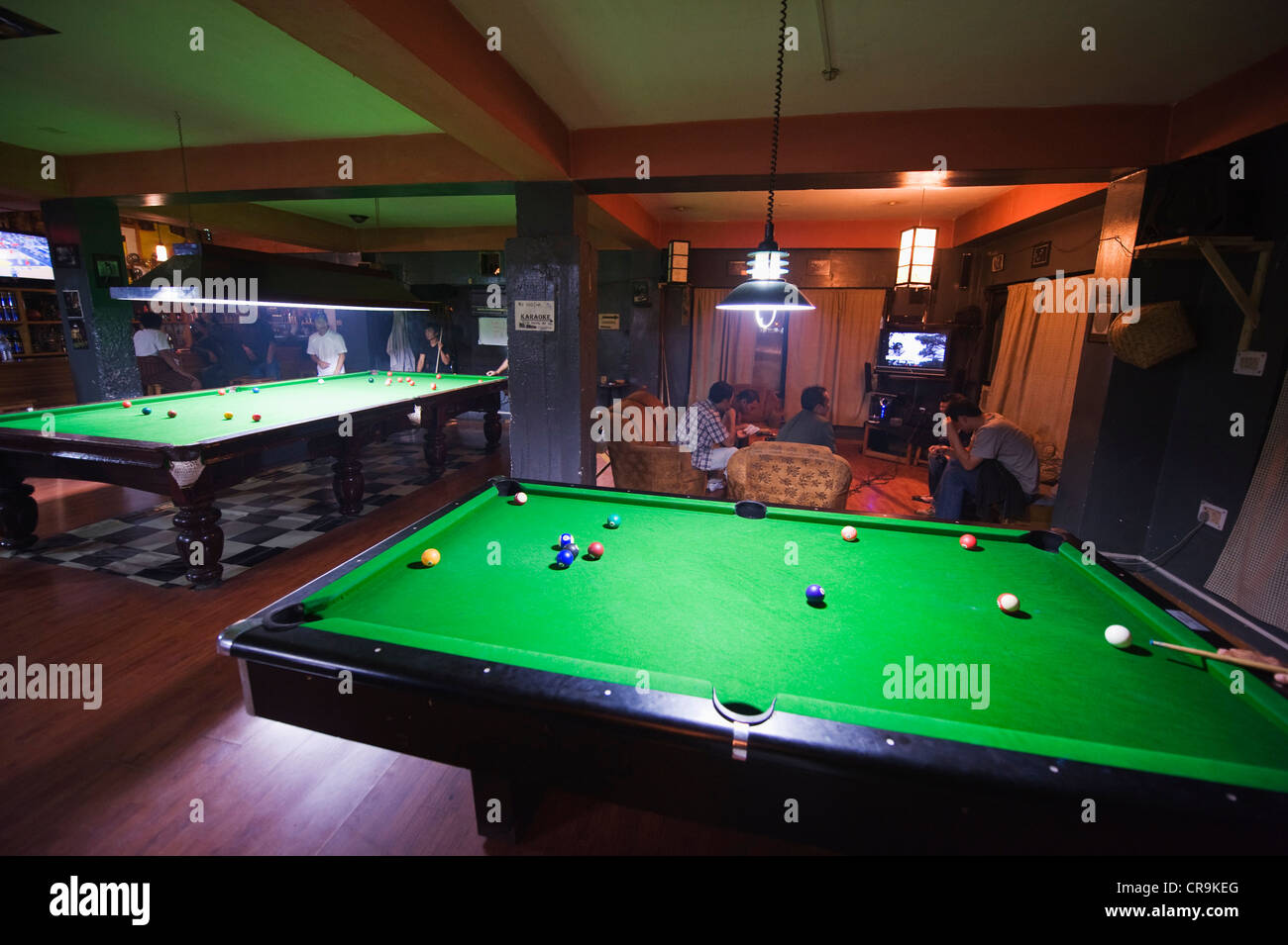 pool hall and bar, Thimphu (capital city), Bhutan, Asia Stock Photo - Alamy