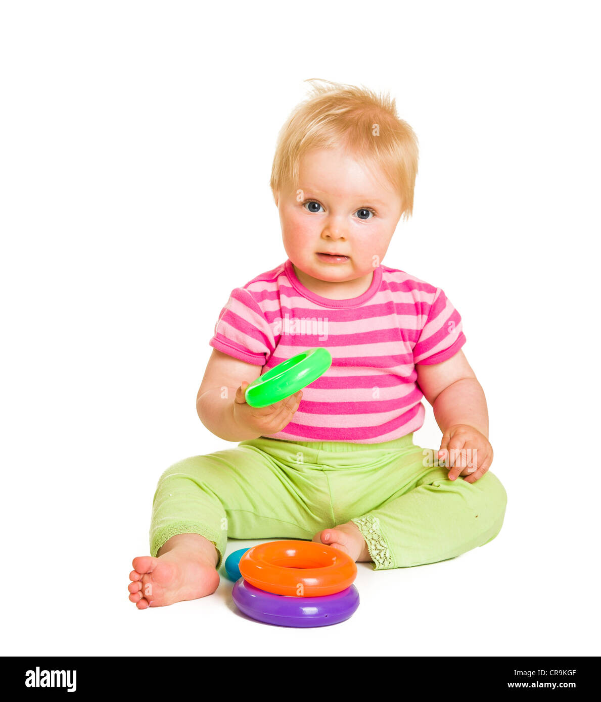 Infant baby girl in studio isolated on white Stock Photo - Alamy