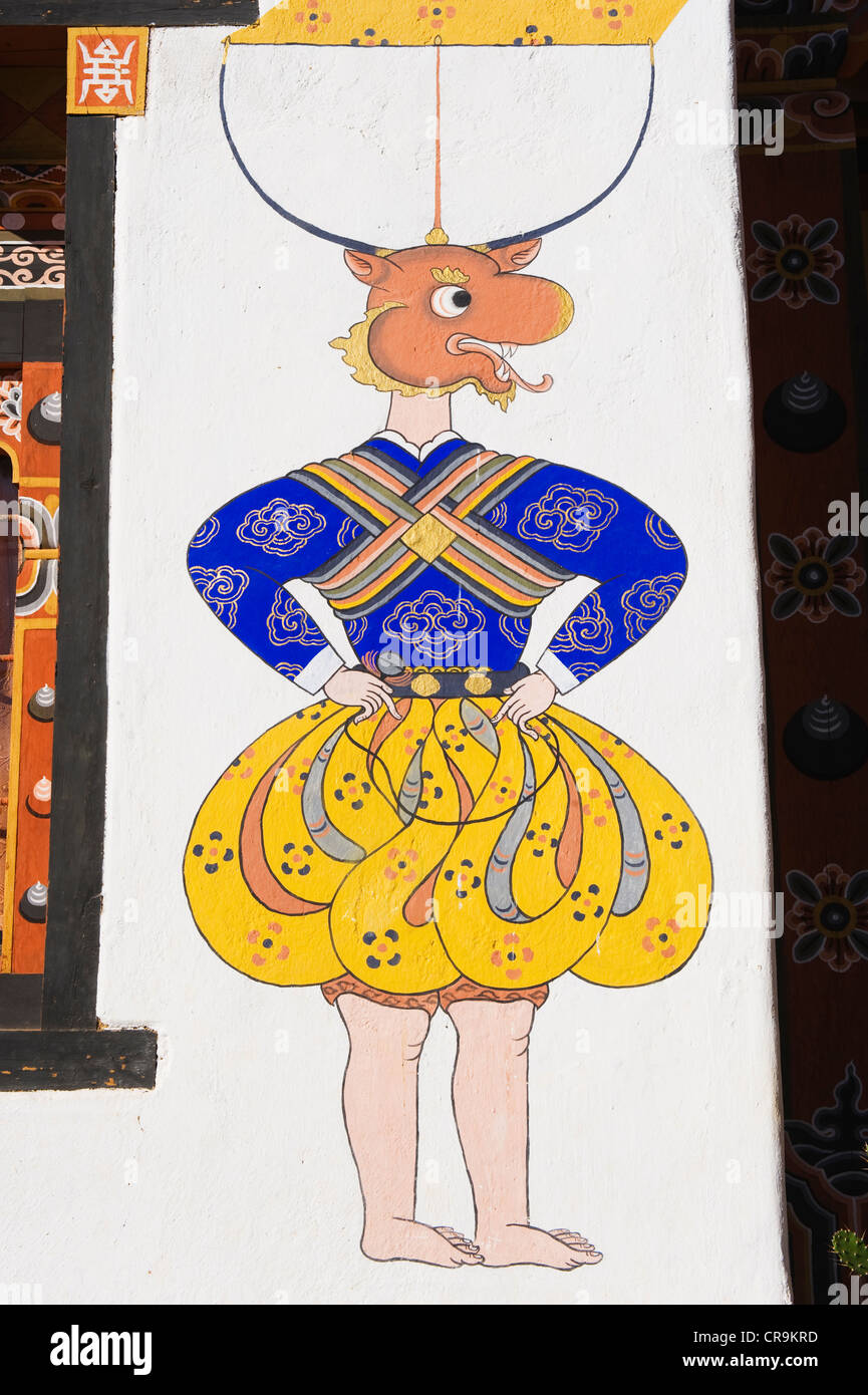 painting on Hotel Gakiling, Phobjikha valley, Bhutan, Asia Stock Photo ...