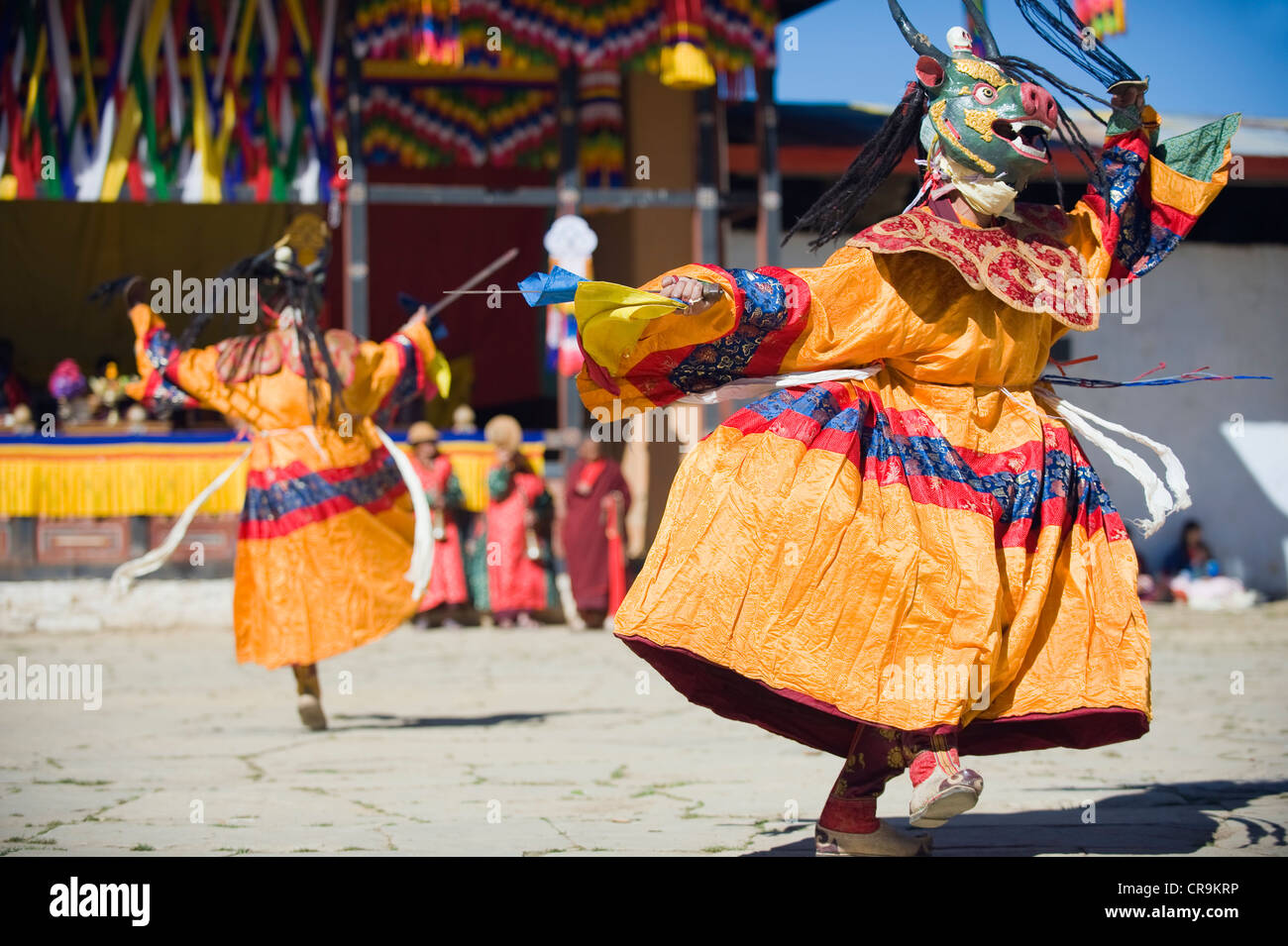 dance performers at Tsechu festival, Gangtey Gompa Monastery, Phobjikha ...