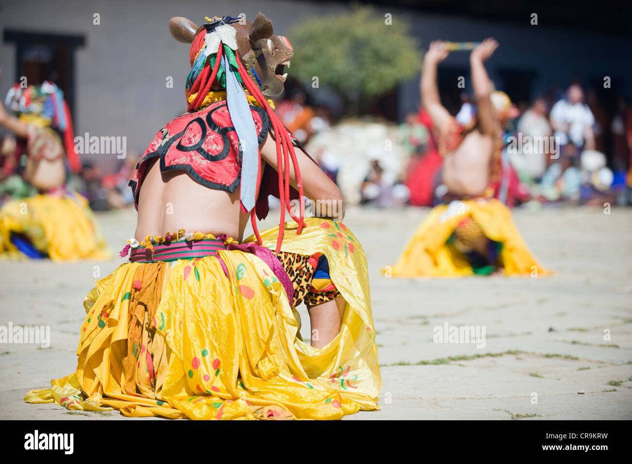 dance performers at Tsechu festival, Gangtey Gompa Monastery, Phobjikha ...