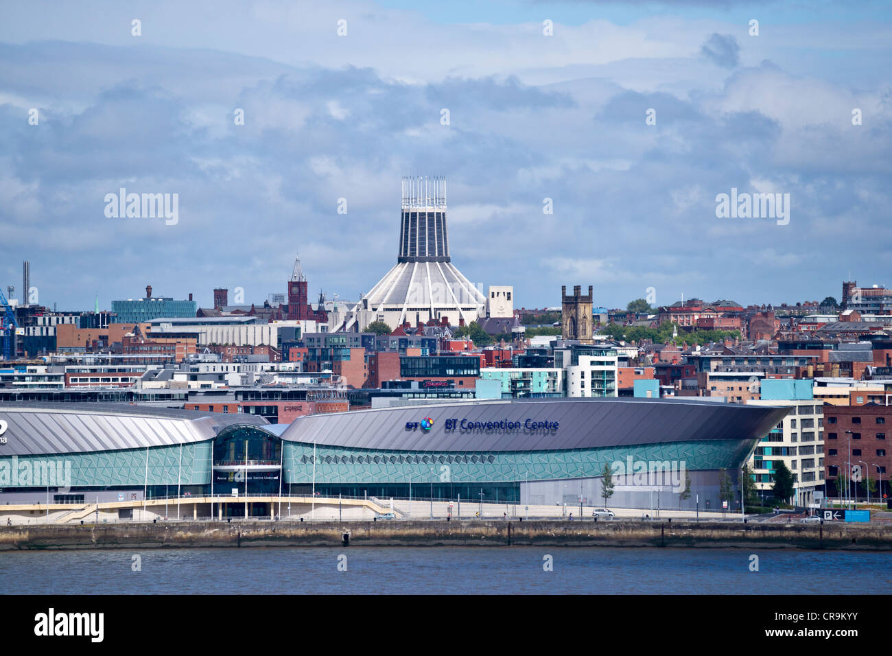 Views from St Marys tower Birkenhead of The Liverpool waterfront and ...