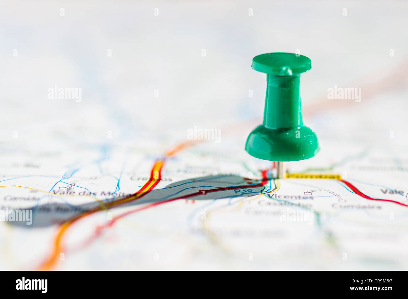 Thumbtack in a map with great light and good colors Stock Photo - Alamy