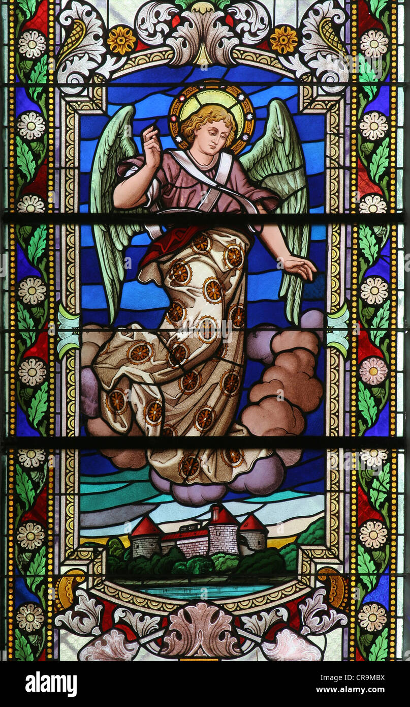 Angel guardian stained glass window hi-res stock photography and images ...