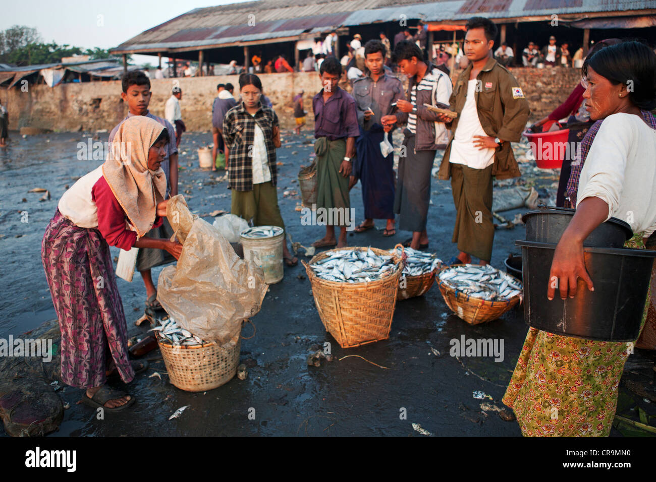 Sittwe fish market myanmar Stock Photo - Alamy
