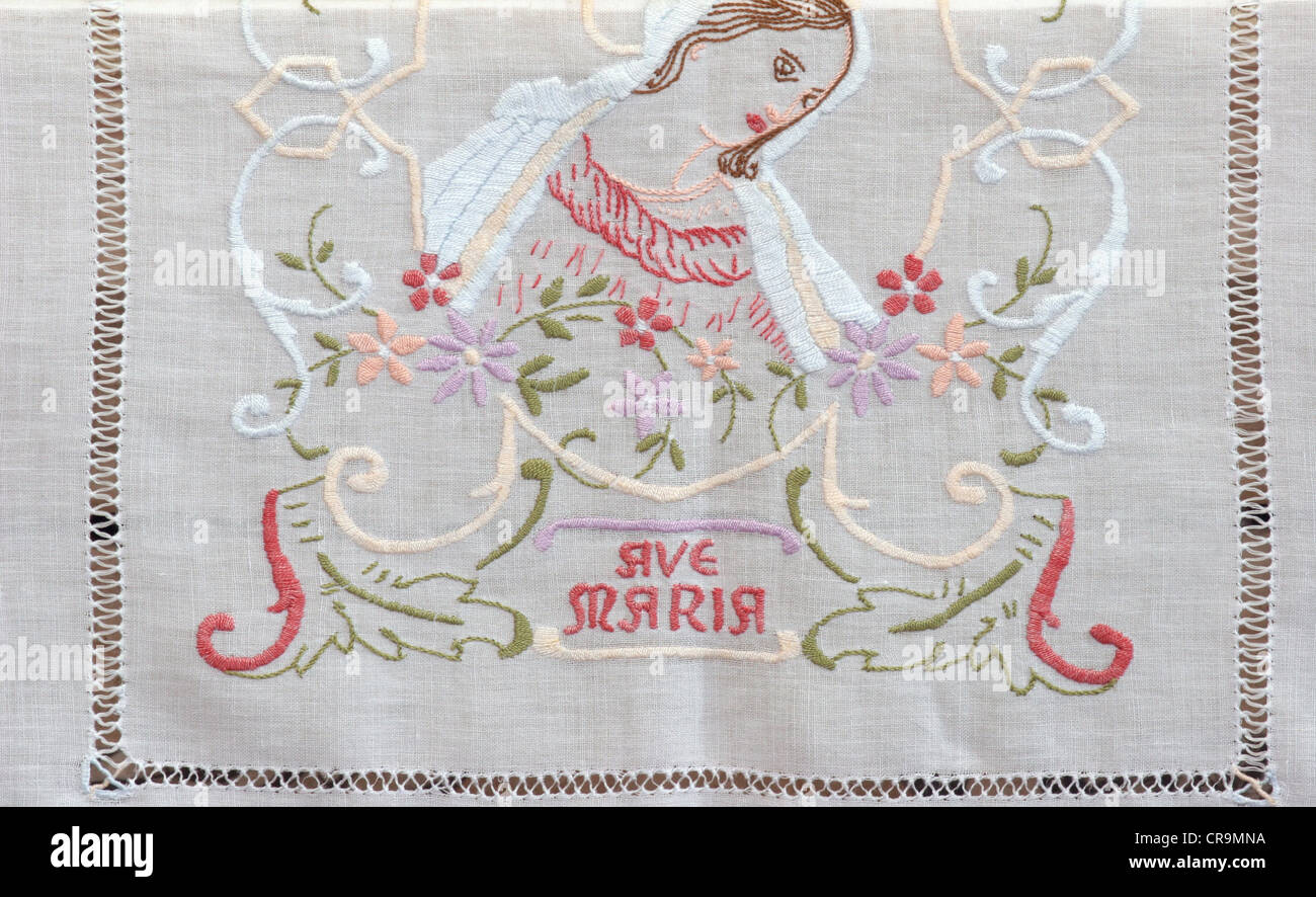 Ave Maria, embroidered Church vestments Stock Photo - Alamy
