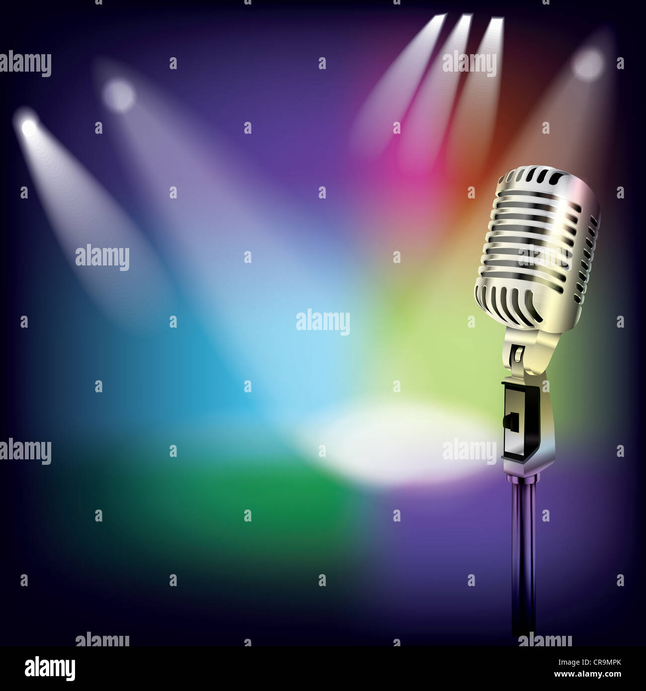 abstract music background with retro microphone on stage Stock Photo ...