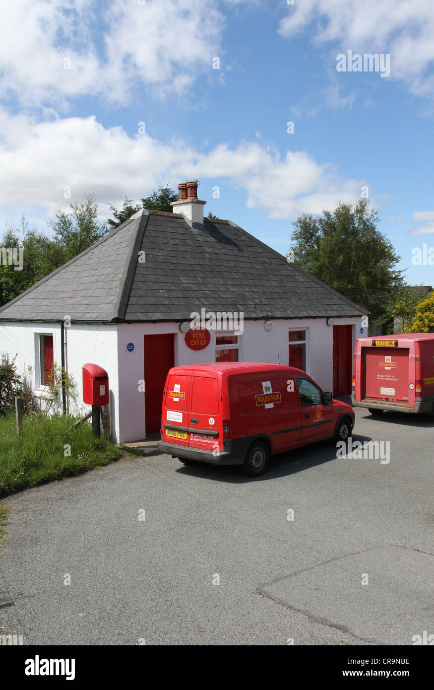 Postal vehicles outside Dunvegan Post Office Isle of Skye Scotland June ...