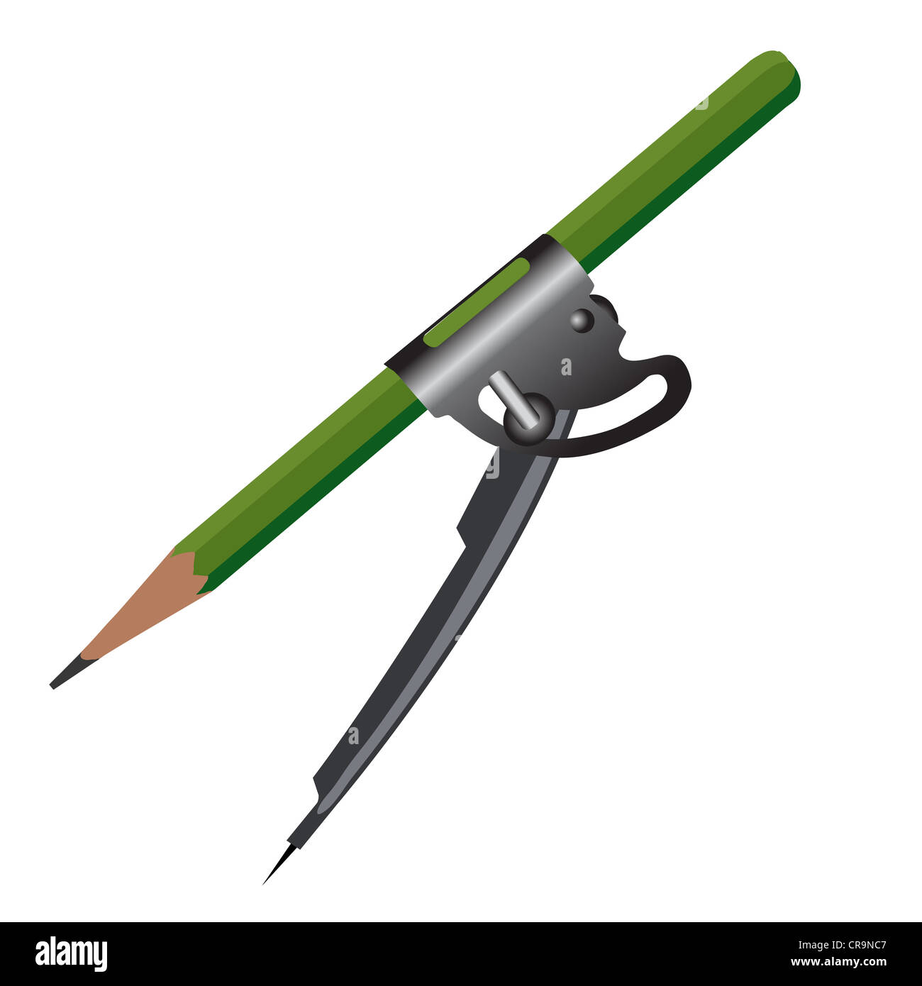 compass with pencil isolated on a white background Stock Photo - Alamy