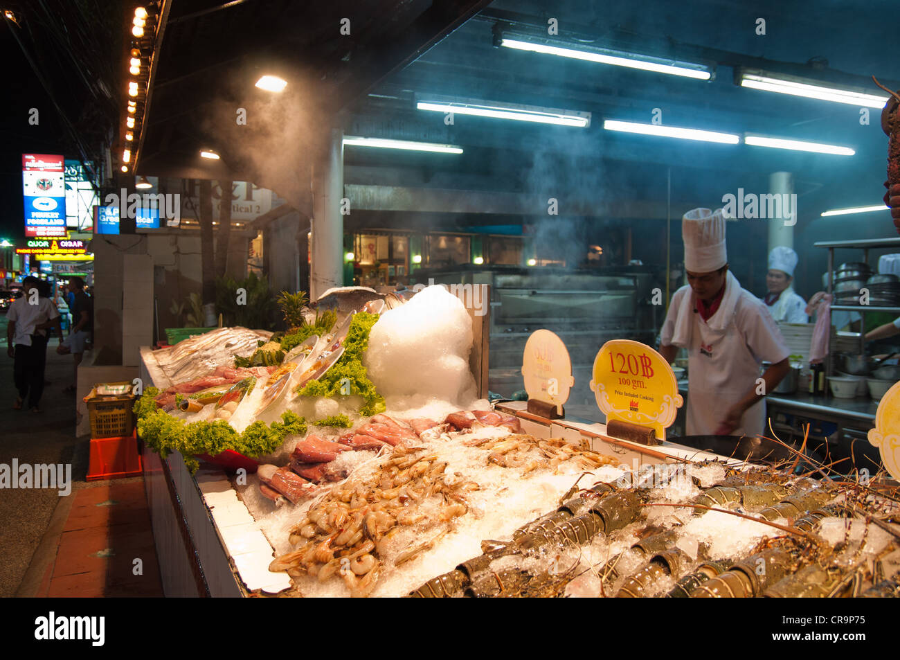 Seafood in open kitchen restaurant, Phuket, Thailand Stock Photo - Alamy