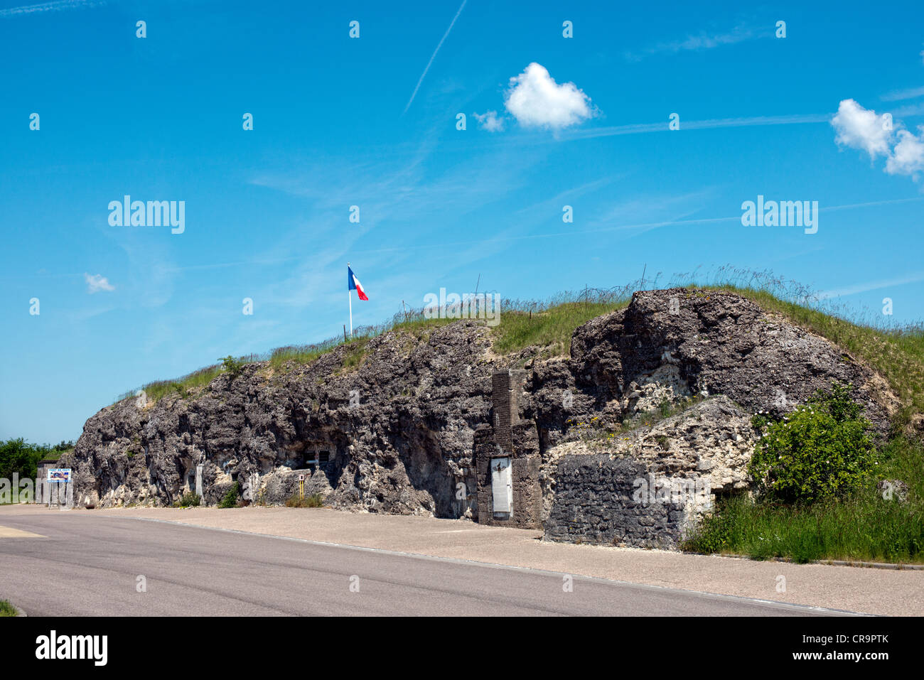 Fort Vaux Verdun, Lorraine, France with the Tricoleur fluttering Stock ...