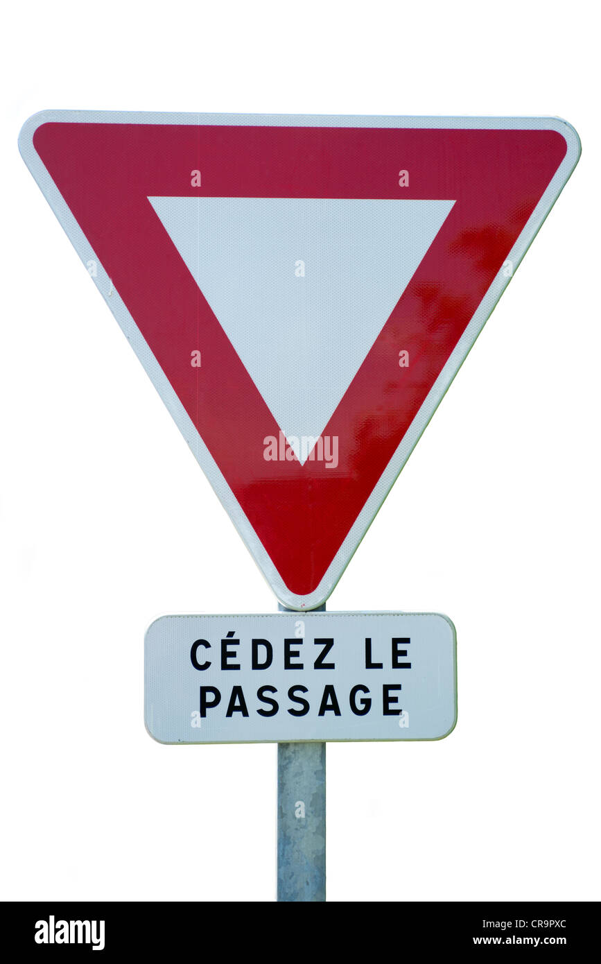 Give way road sign france hi-res stock photography and images - Alamy
