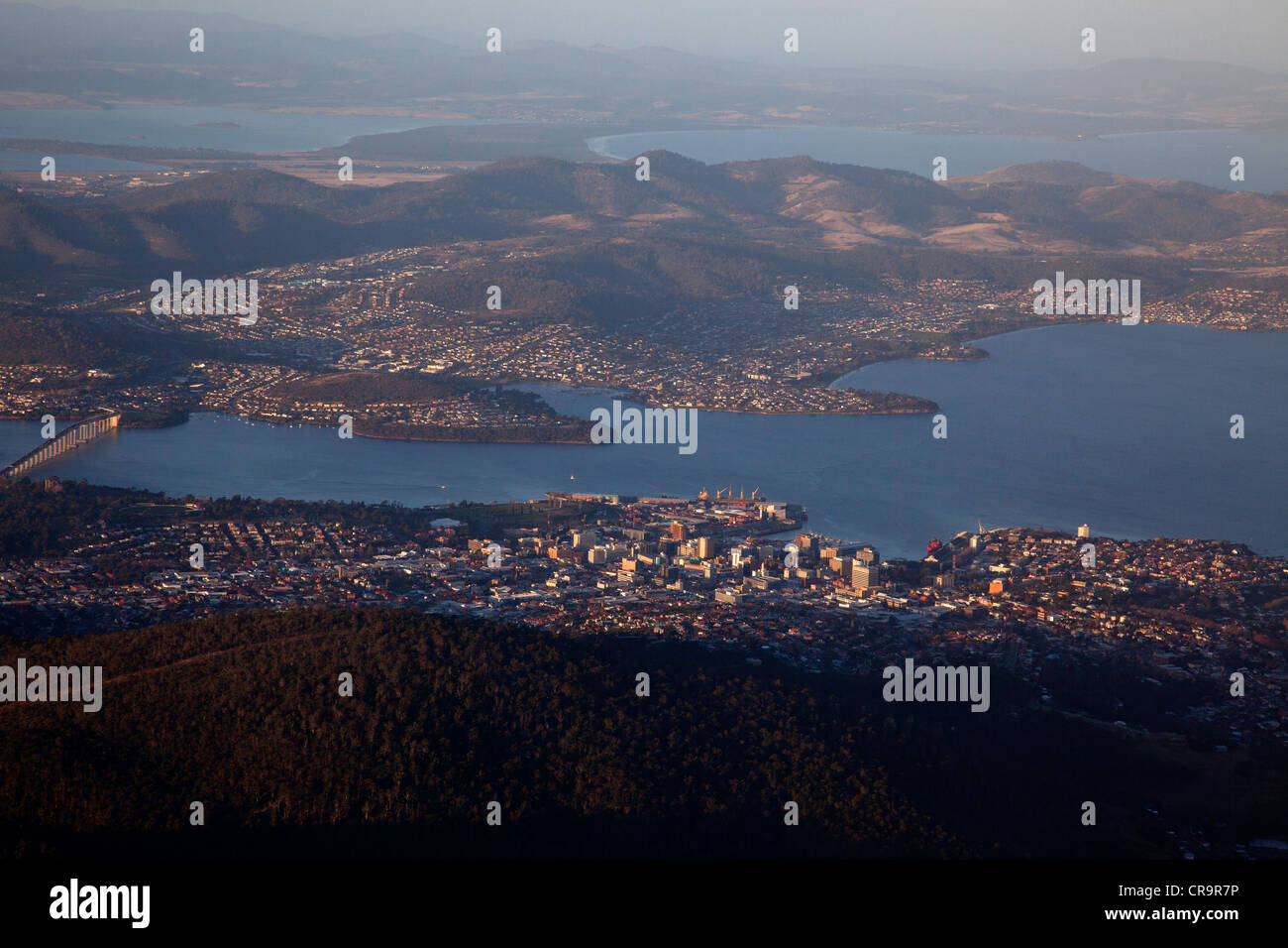 Scenic view of Mount Wellington and River Derwent, Hobart, Tasmania ...