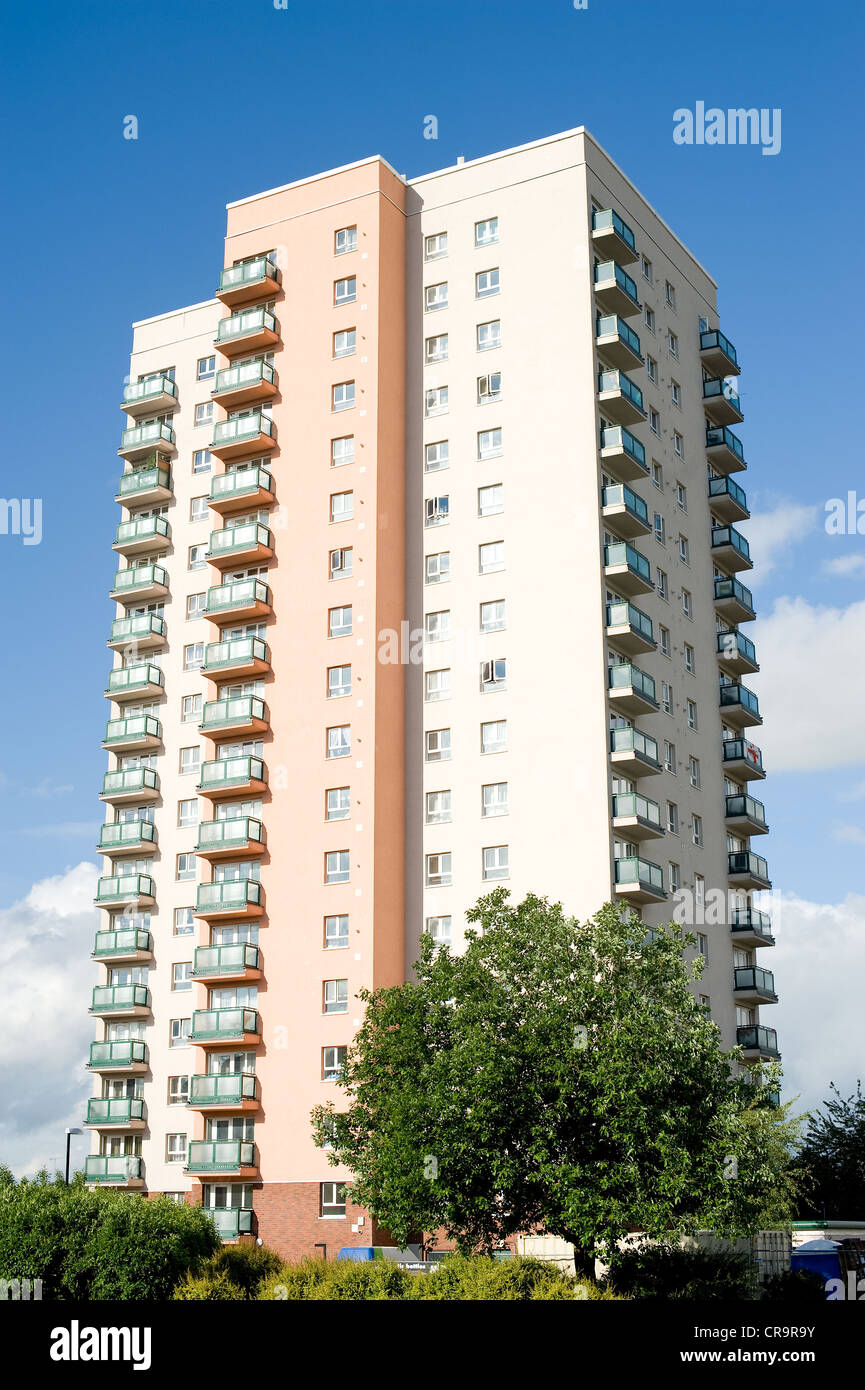 Tower block against a blue sky Stock Photo - Alamy