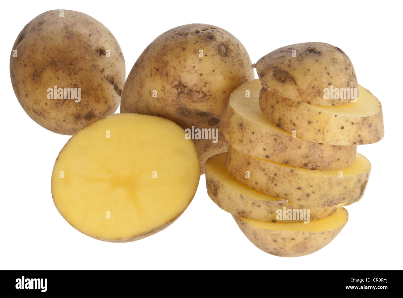 Heap of potatoes isolated on white background Stock Photo - Alamy