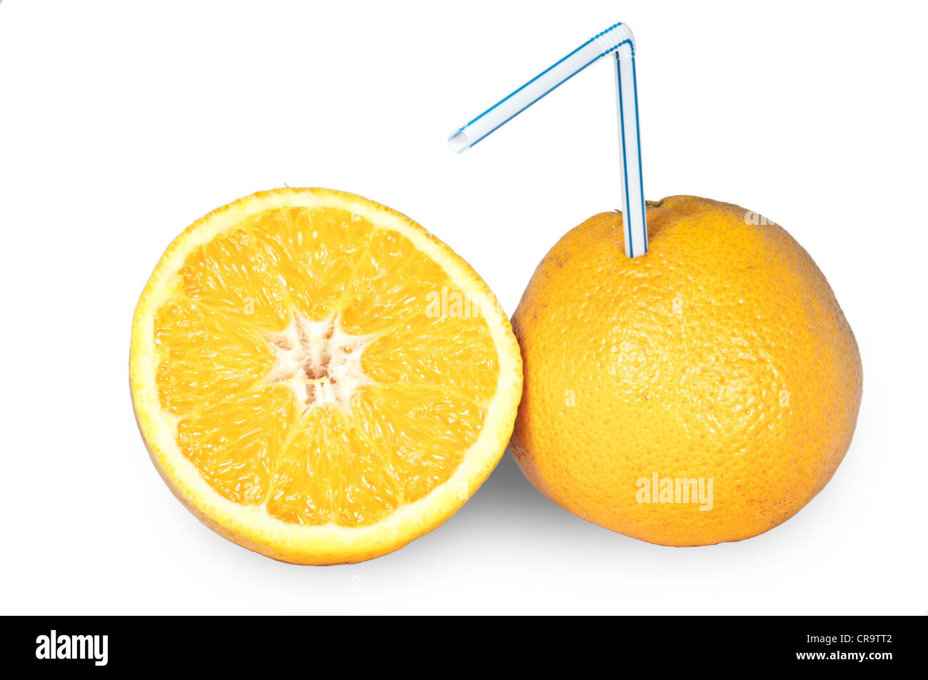 Orange with straw inside Stock Photo - Alamy