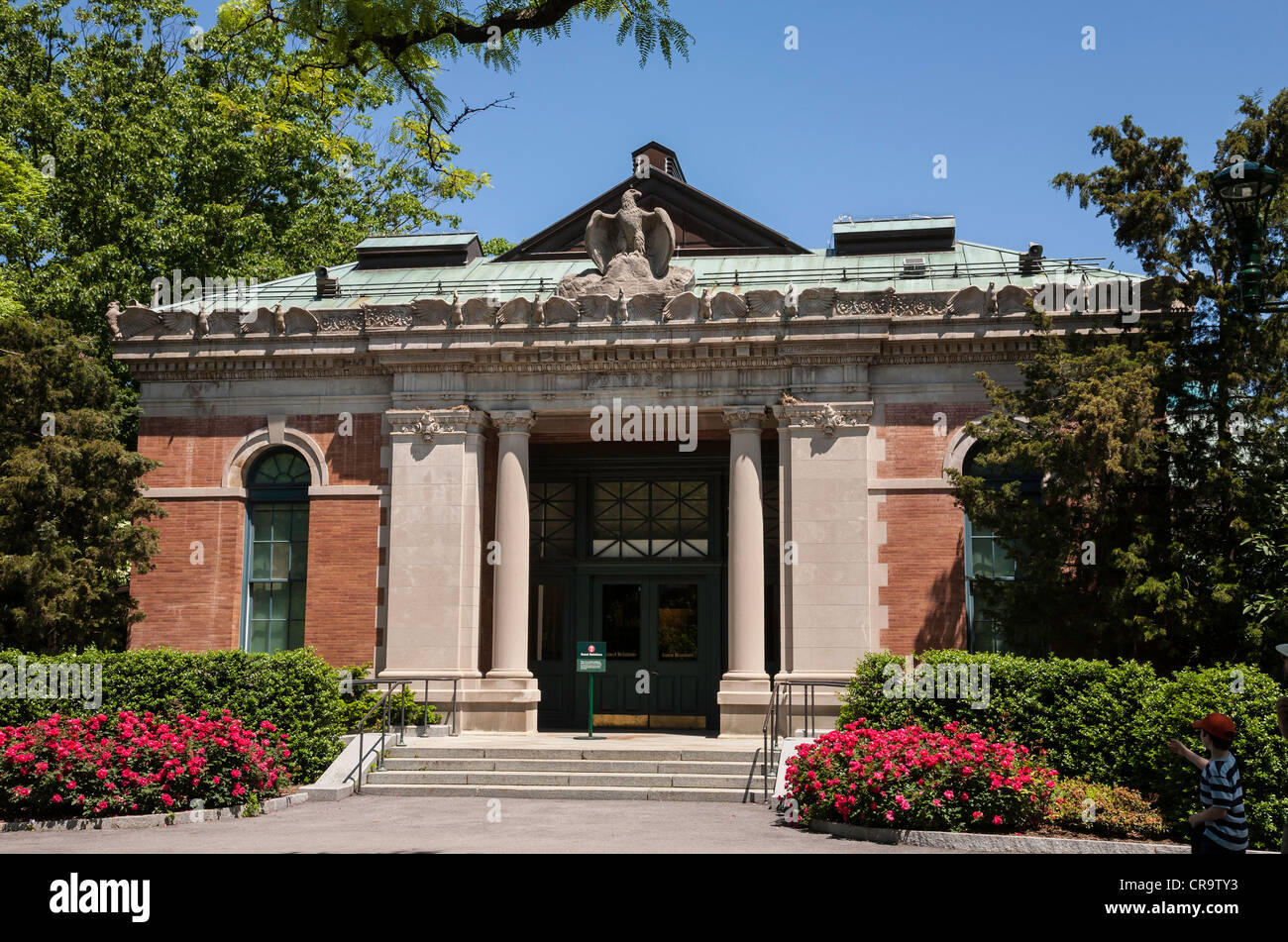 Steps stairs columns eagle flowers entrance bronx zoo hi-res stock ...