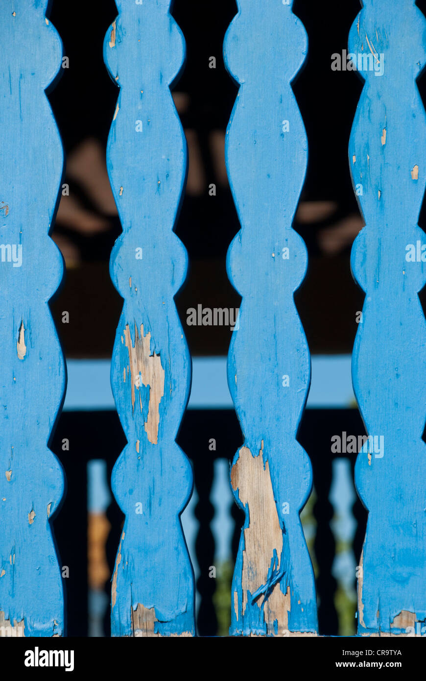 A blue gate on an outbuilding tempts visitors to go inside Stock Photo ...