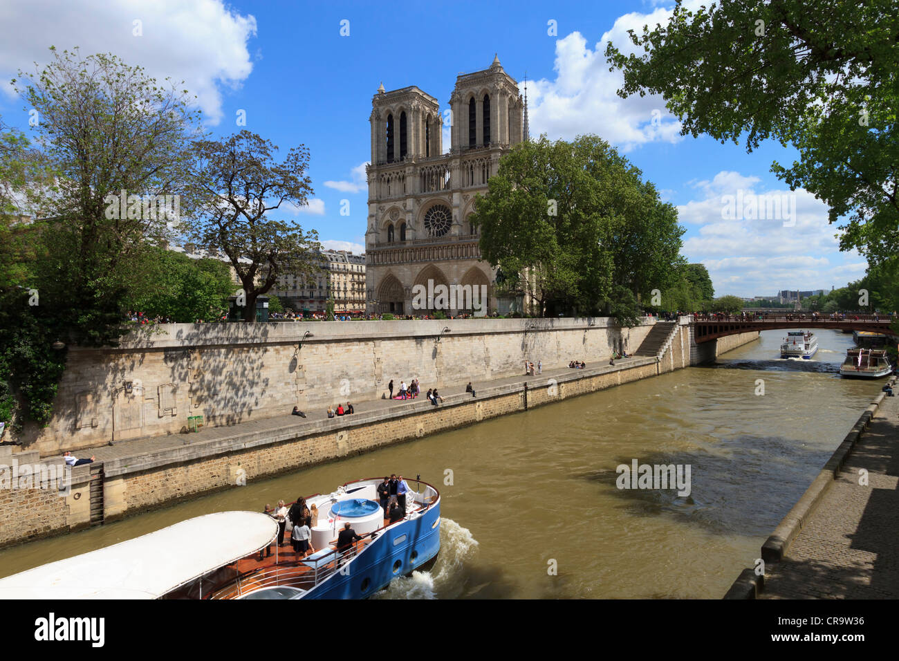 Notre Dame Cathedral and the River Seine, Paris. Built between 1163 and ...
