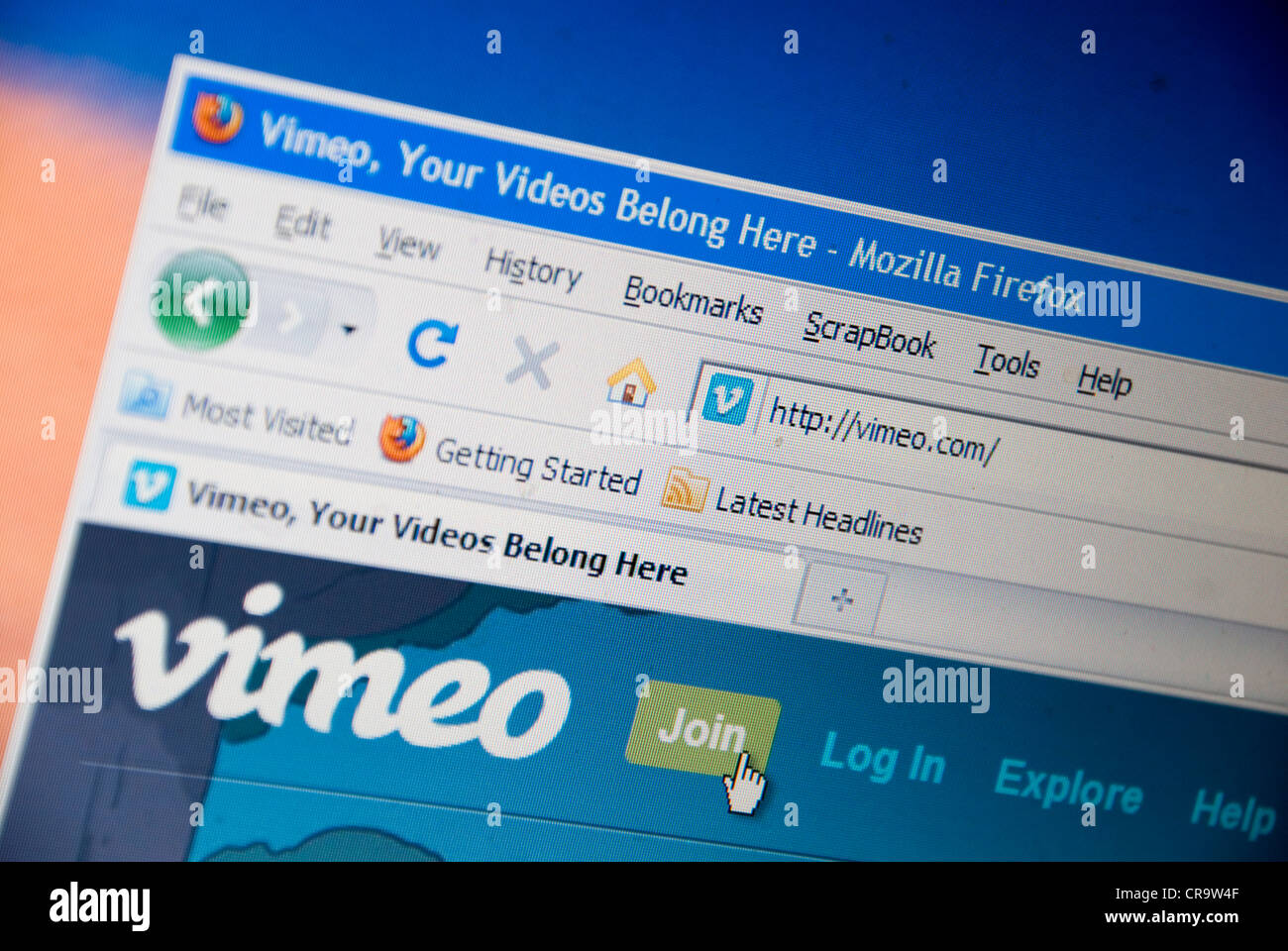 Join Vimeo, photographed on a computer screen Stock Photo - Alamy