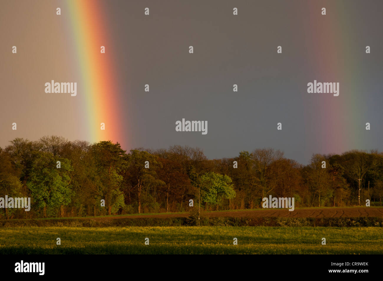 Double rainbow after storm Stock Photo - Alamy