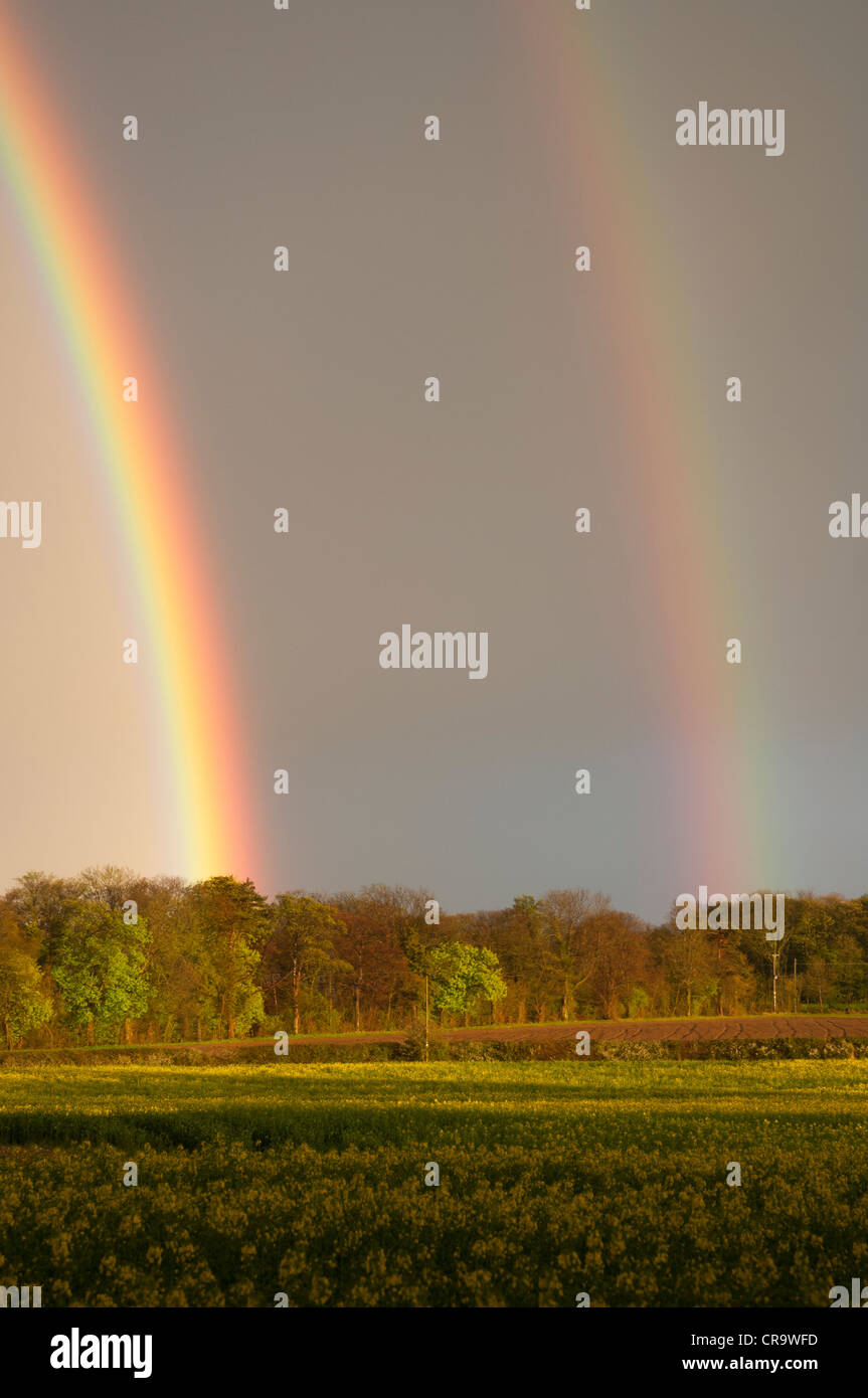 Double rainbow after storm Stock Photo - Alamy