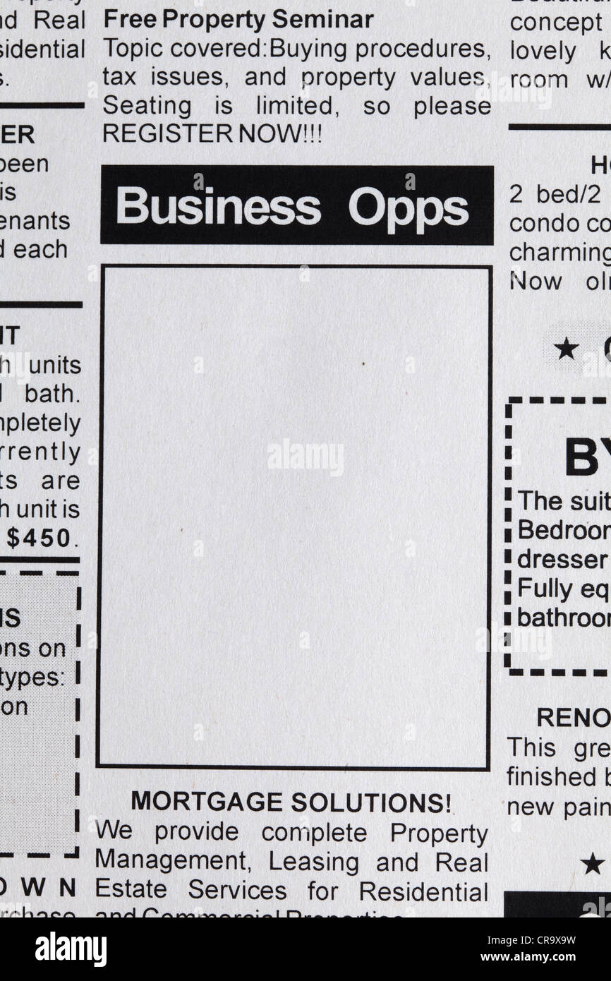 Fake Classified Ad, newspaper, business opportunity concept Stock Photo ...