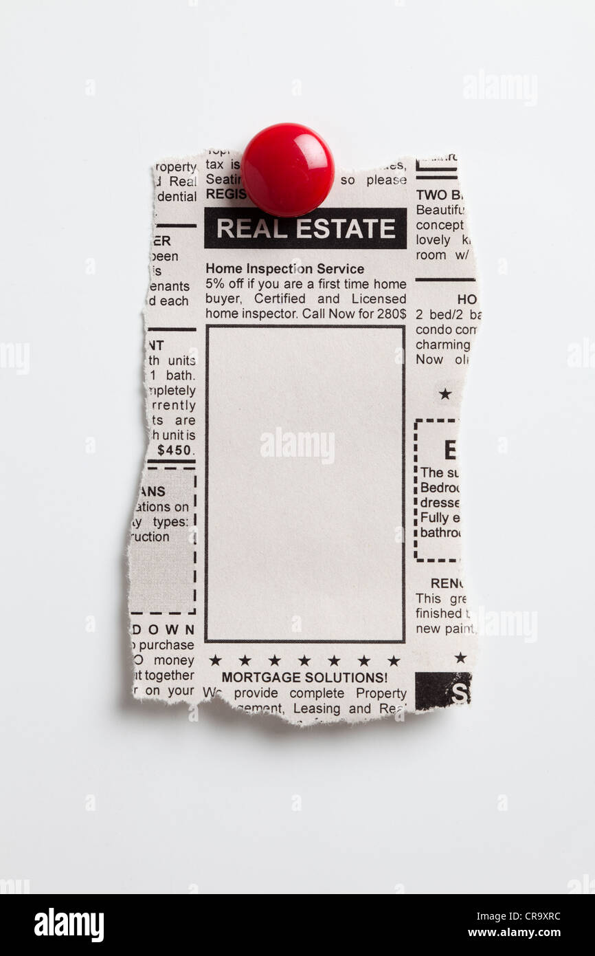 Fake Classified Ad, newspaper, Real Estate concept Stock Photo - Alamy