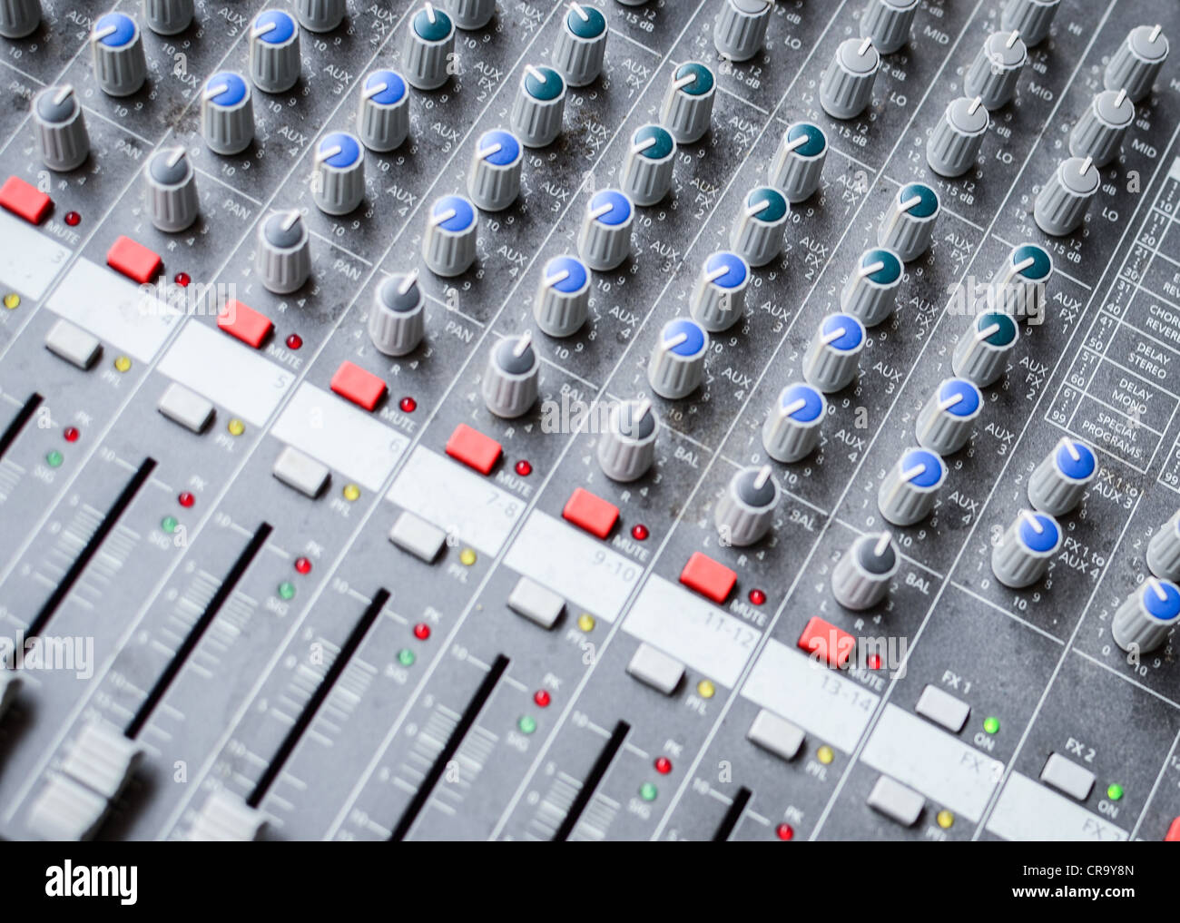 Music mixer desk closeup Stock Photo - Alamy