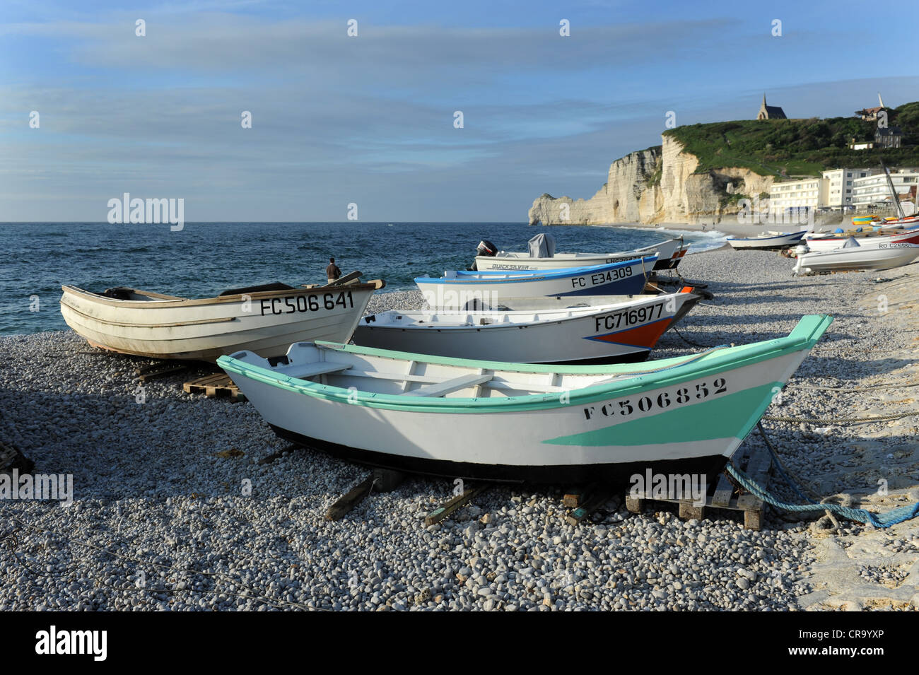 Fishing boats Etretat Normandy France Stock Photo - Alamy